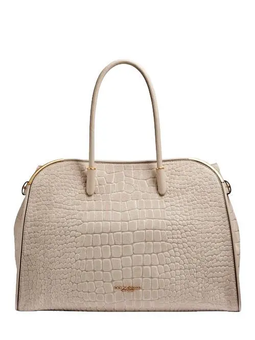 Donna Karan New York Satin Croc-effect Suede Tote - Moth