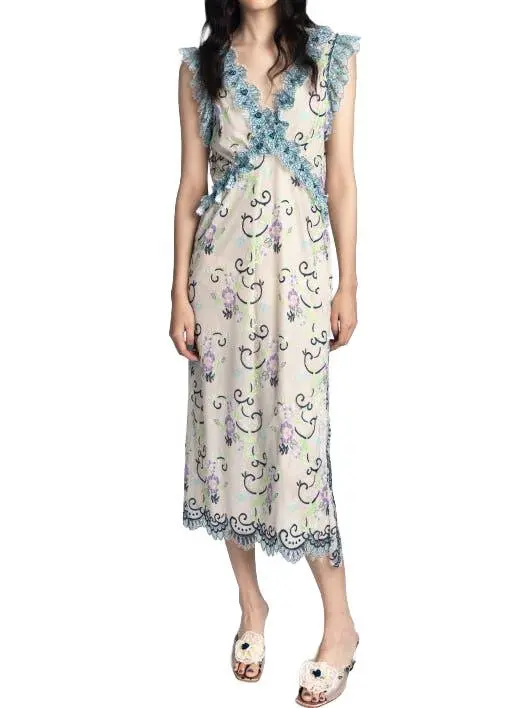 Anna Sui Lady Chatterley's Lace Dress - Denim Multi