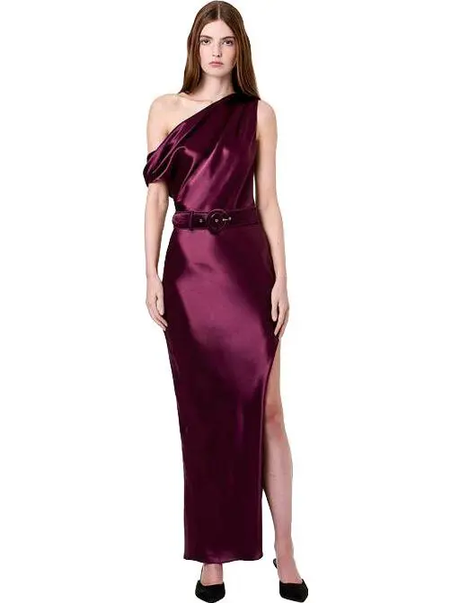 NICHOLAS Eartha Asymmetric One-shoulder Midi Dress - Blackberry