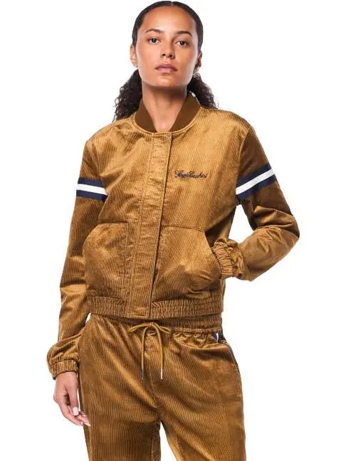 SERGIO TACCHINI Corduroy Track Jacket With Contrast Stripes - Bronze Brown