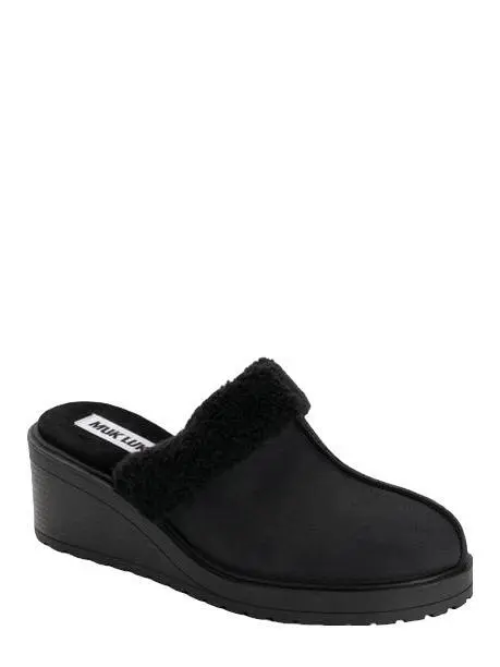 MUK LUKS Sophia Faux Fur Trim Mule - Black