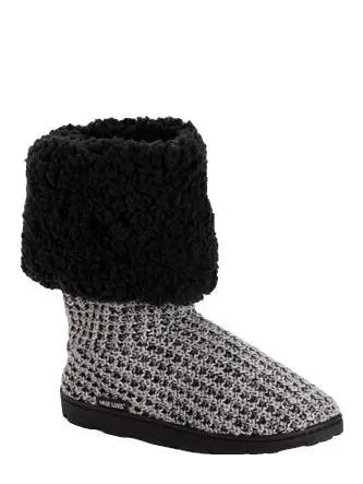 MUK LUKS Tabbi Toggle Slipper Boot - Black/white