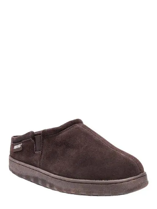 MUK LUKS Matt Suede Printed Berber Suede Clogs - Chocolate