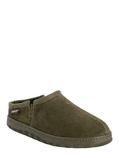 MUK LUKS Matt Suede Printed Berber Suede Clogs - Olive
