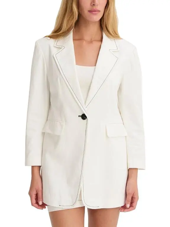 CRESCENT Contrast Stitch Single Breasted Blazer - White
