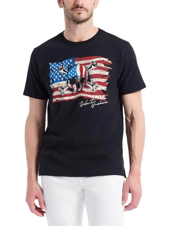Robert Graham Skull Flag Graphic T-shirt - Black