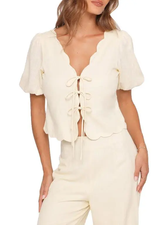 PETAL & PUP Jensen Scallop Hem Top - Butter Yellow