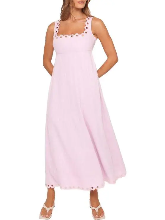 PETAL & PUP Jetta Midi Dress With Scalloped Trim - Lavender