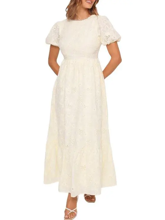 PETAL & PUP Janice Cotton Maxi Dress - Butter Yellow Broderie