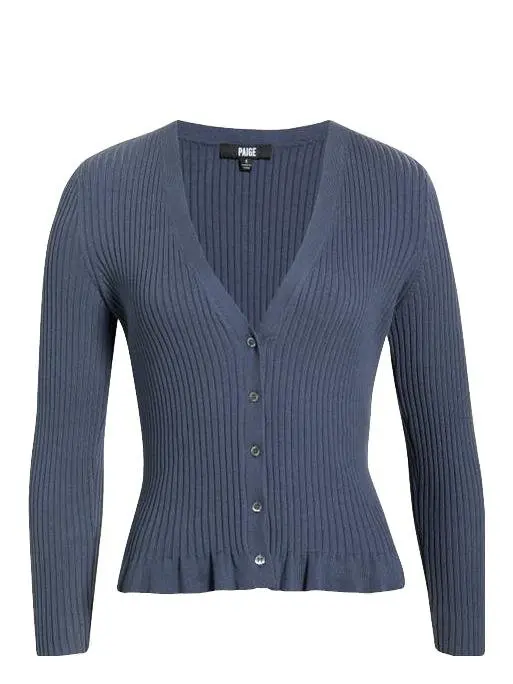 Paige Royce Ribbed Cardigan - Pacific Blue
