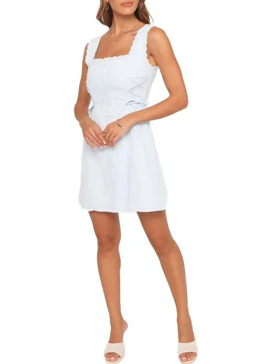 PETAL & PUP Davida Mini Dress - Pale Blue Broderie