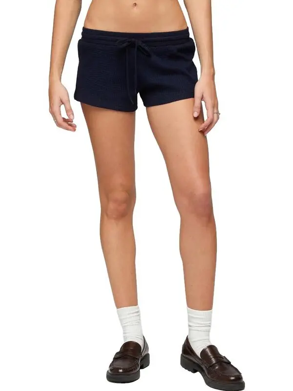 EDIKTED Baila Waffle Knit Drawstring Shorts - Navy
