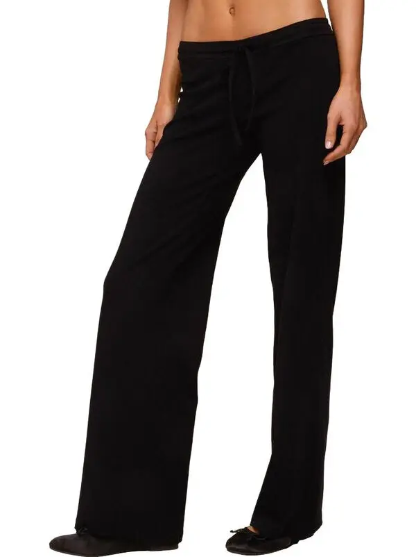 EDIKTED Claudia Cotton Stretch Straight Leg Drawstring Pants - Black