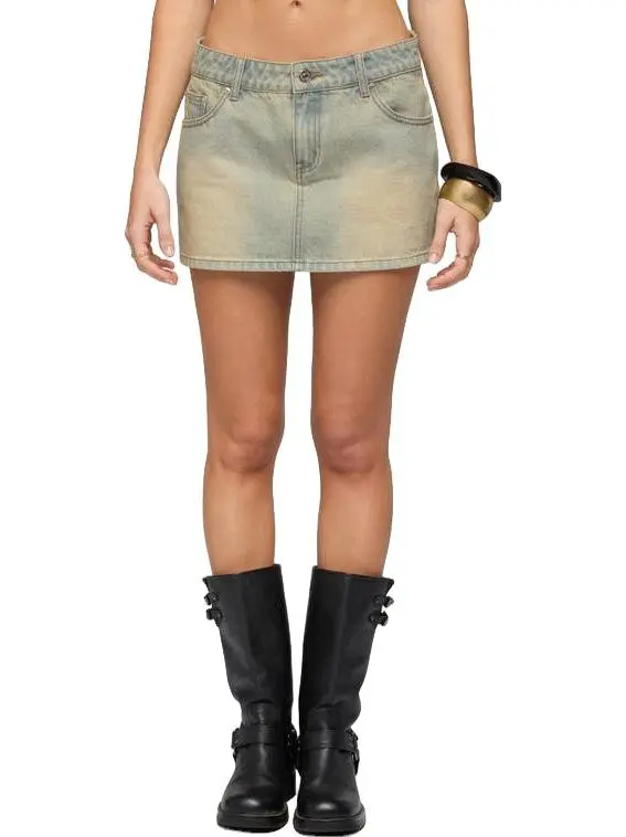 EDIKTED Chiara Denim Miniskirt - Tinted-denim