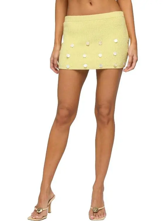 EDIKTED Lylah Charm Knit Miniskirt - Light-yellow