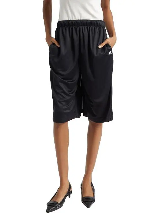 COURREGES Jersey Bermuda Shorts With Skirt Effect Back Panel - Black