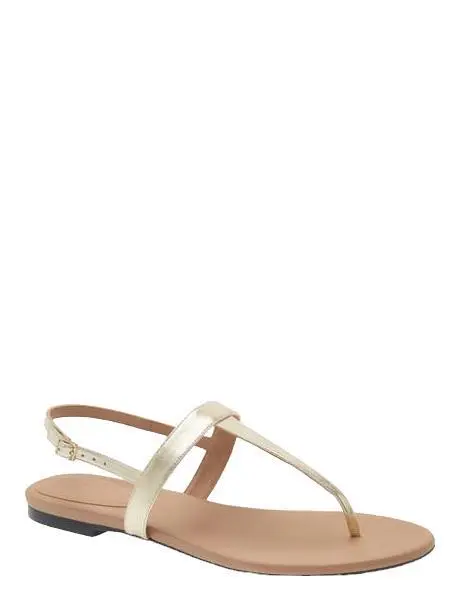 BOSS Cristas Metallic Leather Slingback Sandals - Gold