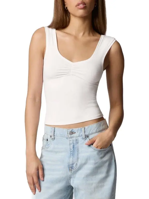 FLORENCE BY MILLS Ruched Bust Cotton Blend Tank - Jet Stream