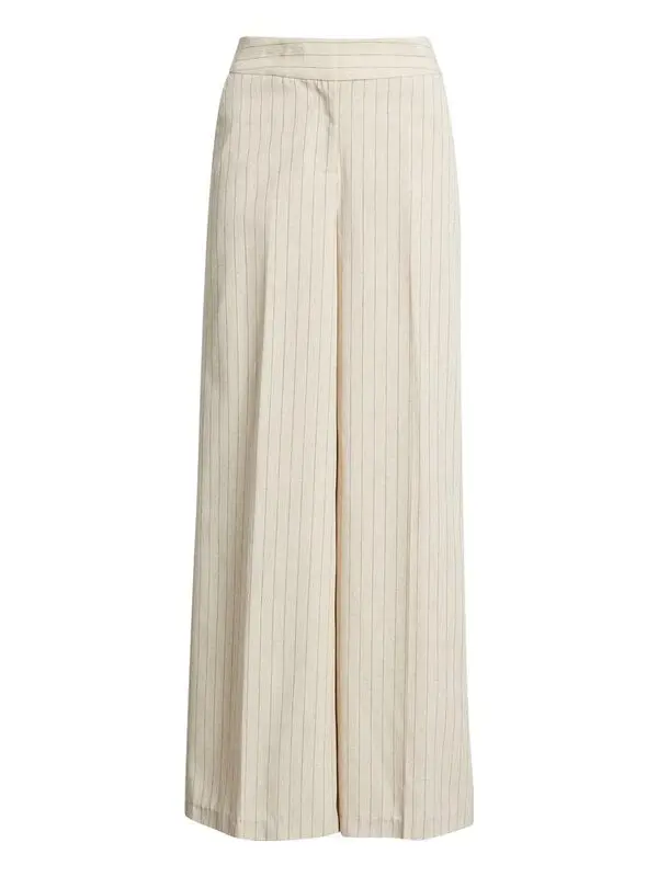 TAHARI ASL Pinstripe Wide Leg Pants - Dune Espresso