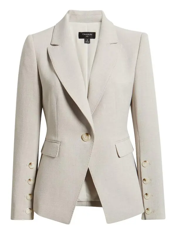 TAHARI ASL One-button Blazer - Straw