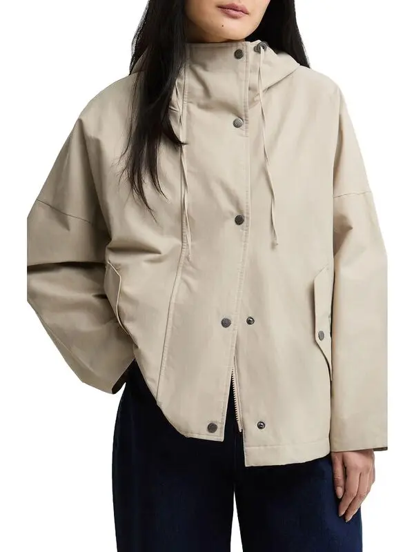 Barbour Kingswood Showerproof Hooded Jacket - Light Sand/navy Gingham