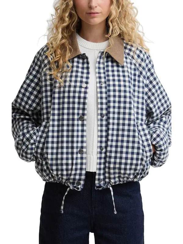 Barbour Ovingham Gingham Check Print Bomber Jacket - Gingham Navy/neutral