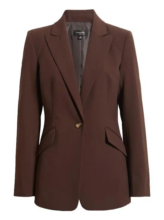 TAHARI ASL Single-button Blazer With Peak Lapels - Espresso