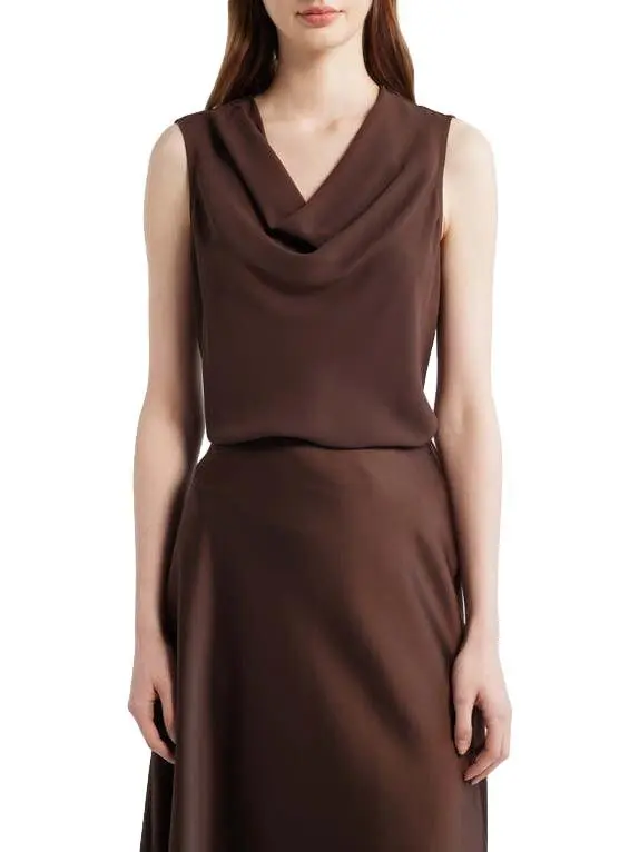 Anne Klein Sleeveless Cowl Neck Top - Dark Chocolate