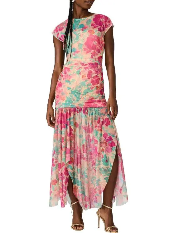 Steve Madden Agnes Floral Print Georgette Maxi Dress - Tropical Breeze