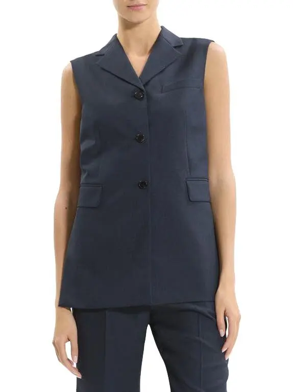Theory Cinch Detail Notch Lapel Vest - Nocturne Navy - Xlv