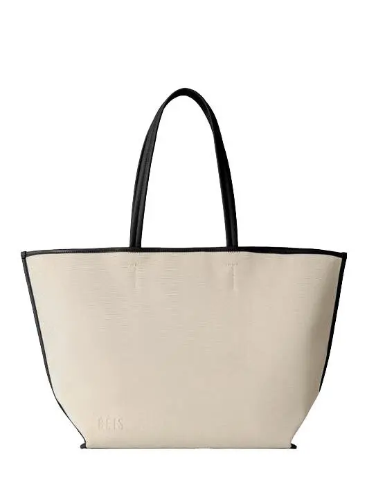 BEIS Canvas & Leather Tote - Black