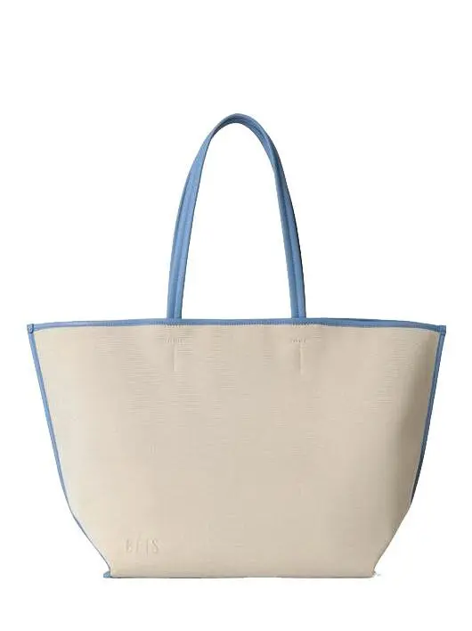 BEIS Canvas & Leather Tote - Dusty Blue