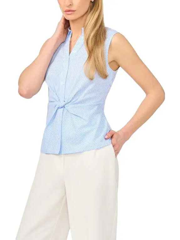 Halogen Twist Front Sleeveless Shirt - Airy Blue