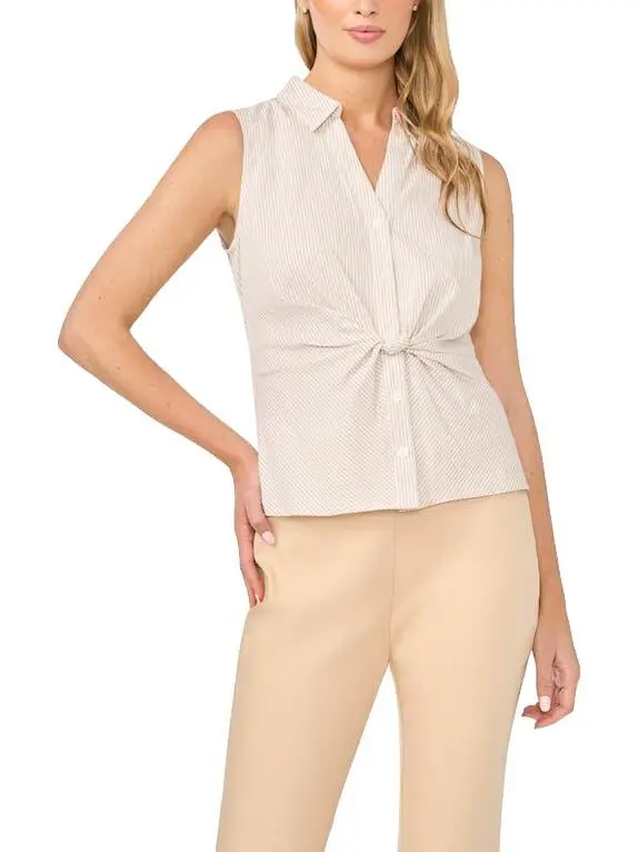 Halogen Twist Front Sleeveless Shirt - Pebble