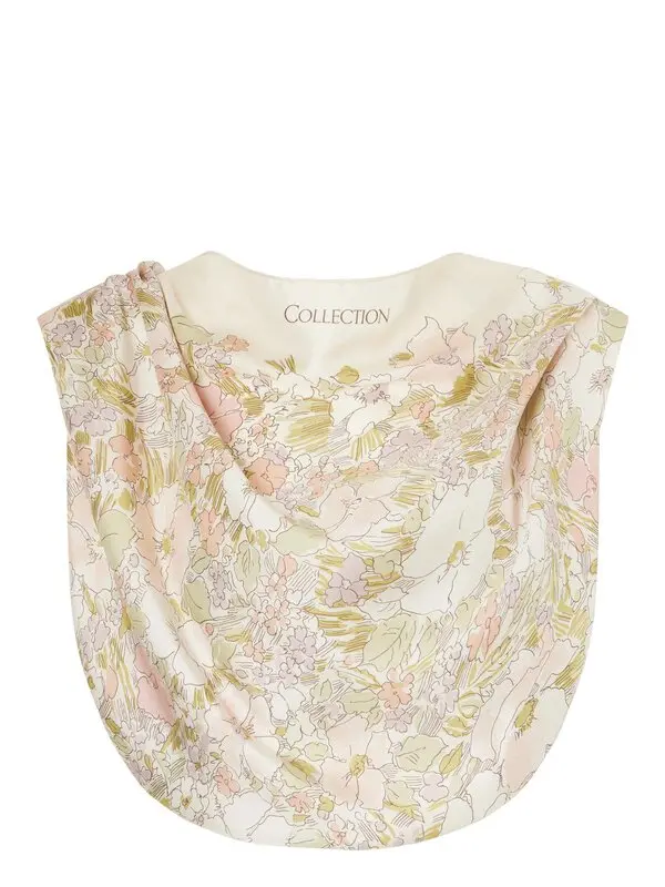Calvin Klein Frances' Floral-print Silk Cropped Tank Top - Neutrals
