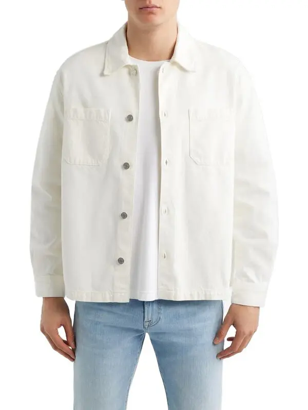 FRAME Cotton Blend Shirt Jacket - Natural