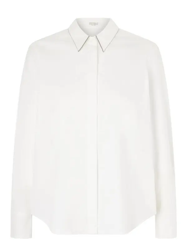 Brunello Cucinelli Embellished Cotton-blend Shirt - White