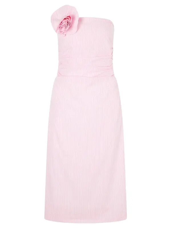 Bernadette Vera Embellished Gingham Cotton Midi Dress - Pink