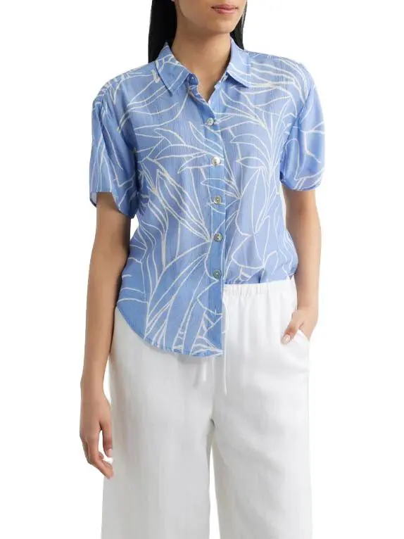 CLOTH & STONE Abstract Print Button-up Top - Coastal Bloom