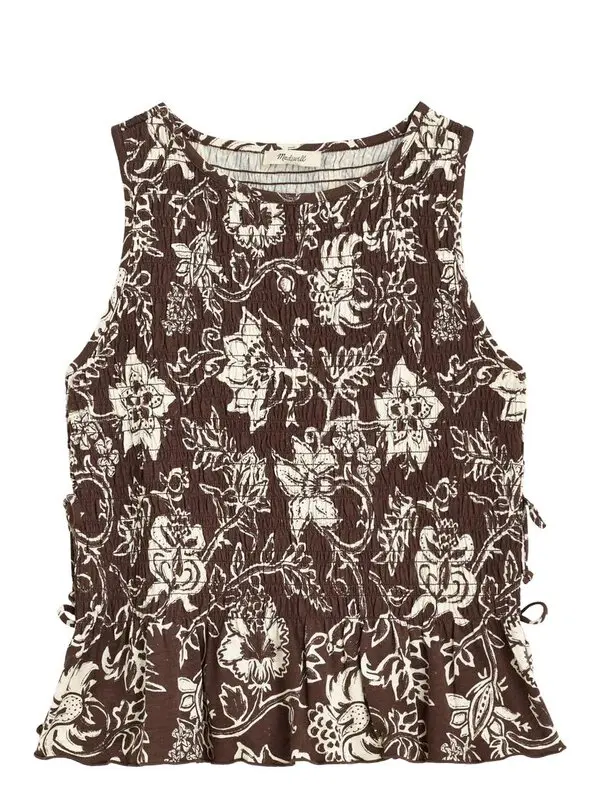 Madewell Smocked Side-tie Tank - Dark Brown