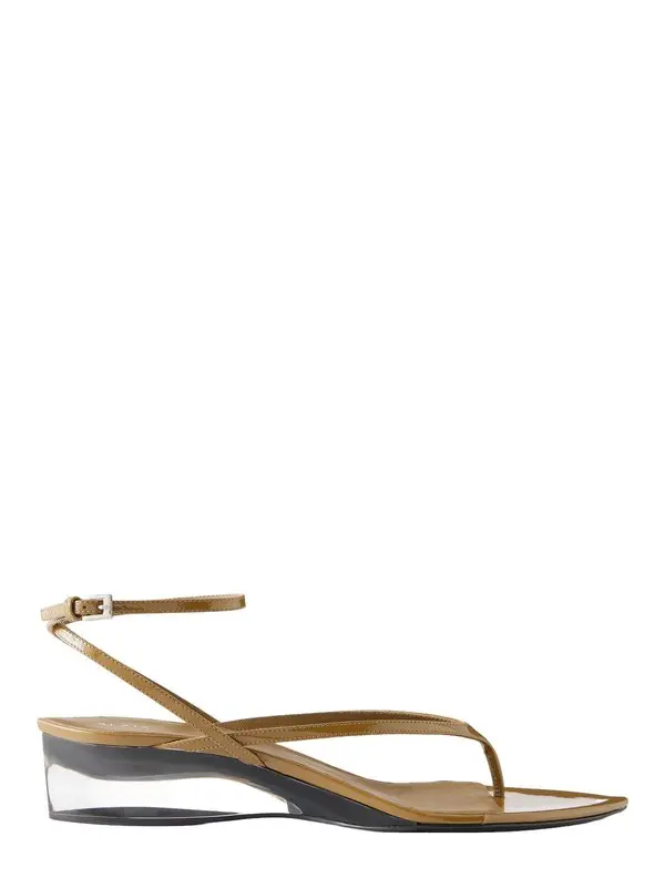 Alaïa Patent Leather And Plexiglass Wedge Sandals - Green