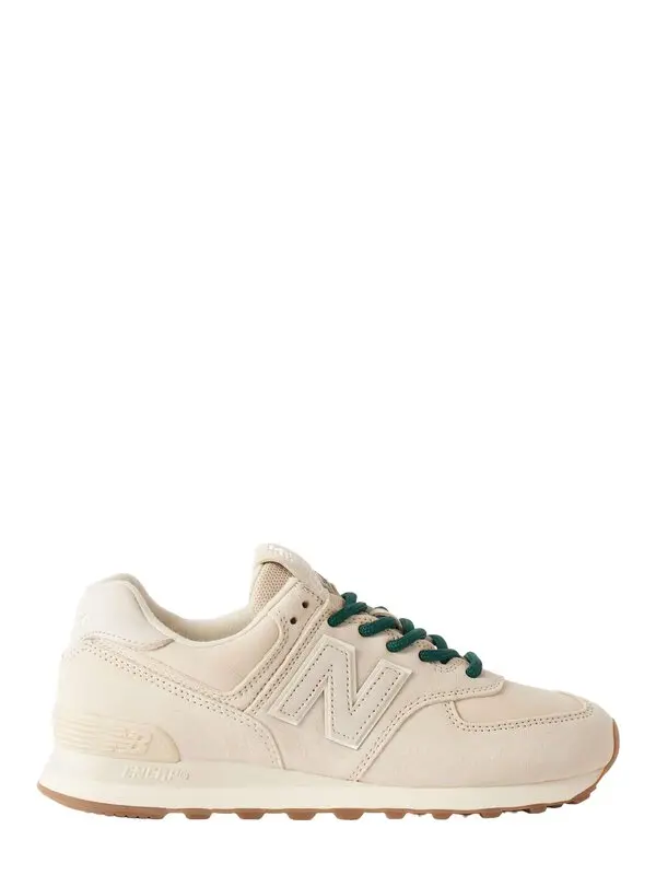 NEW BALANCE 574 Suede And Leather Trimmed Sneakers - Beige