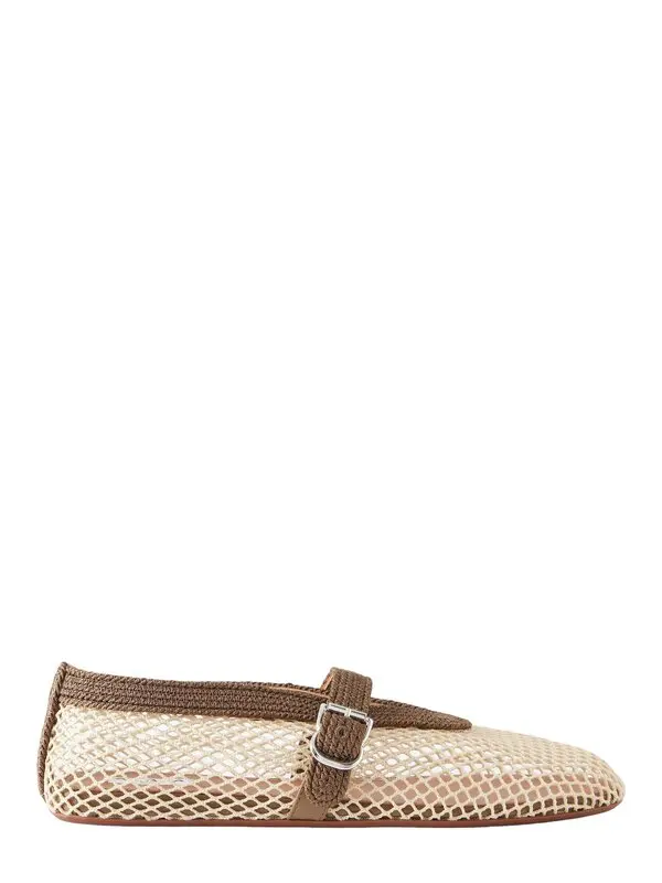 Alaïa Embroidered Mesh Ballet Flats - Army Green