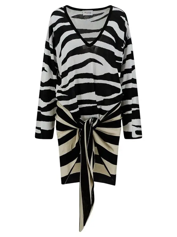 Attico Zebra Print Mini Dress - Black