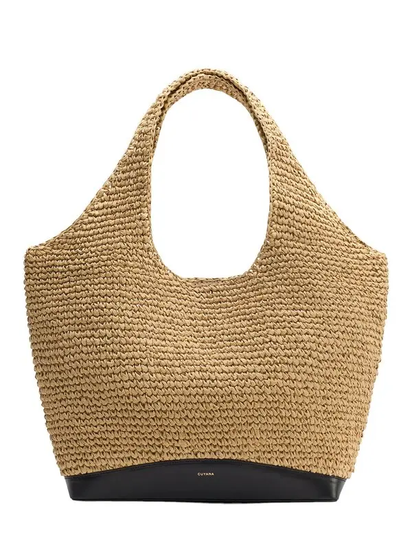 Cuyana Raffia Tote Bag With Top Handles - Dark Natural
