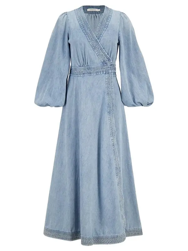 Zimmermann Skylark Indra Denim Midi Dress - Blue