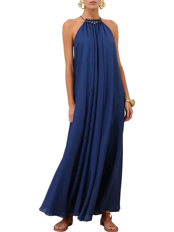 Zimmermann Dark Cobalt Aster Silk Maxi Dress - Blue