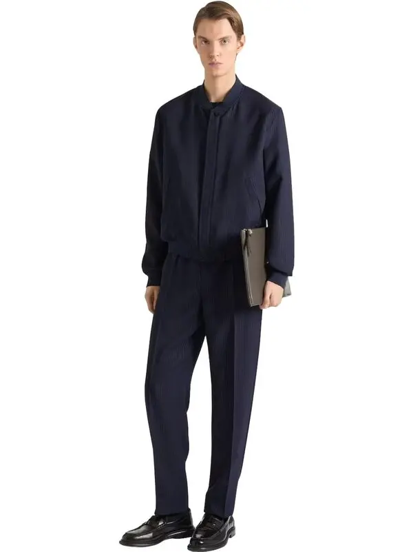 Givenchy Navy Wool Double Stripe Jacket - Blue