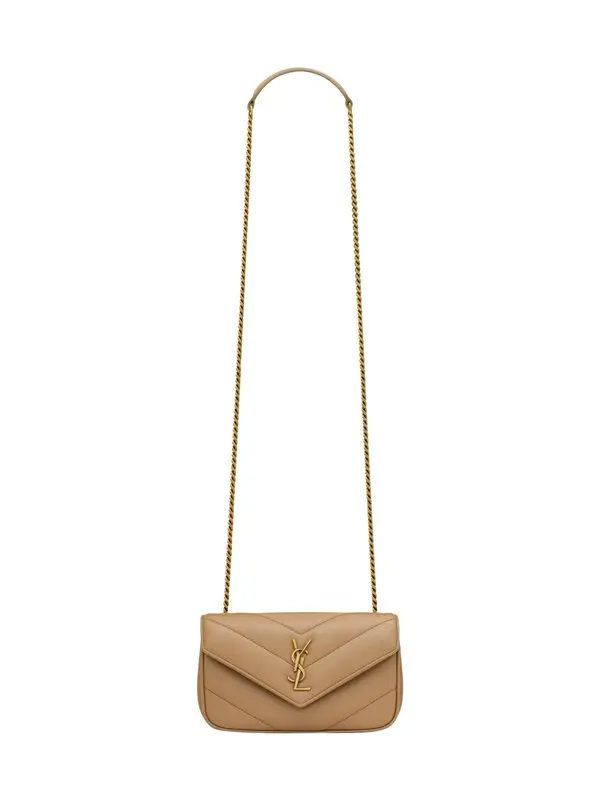 Saint Laurent Loulou Mini Bag In Lambskin - Natural Tan