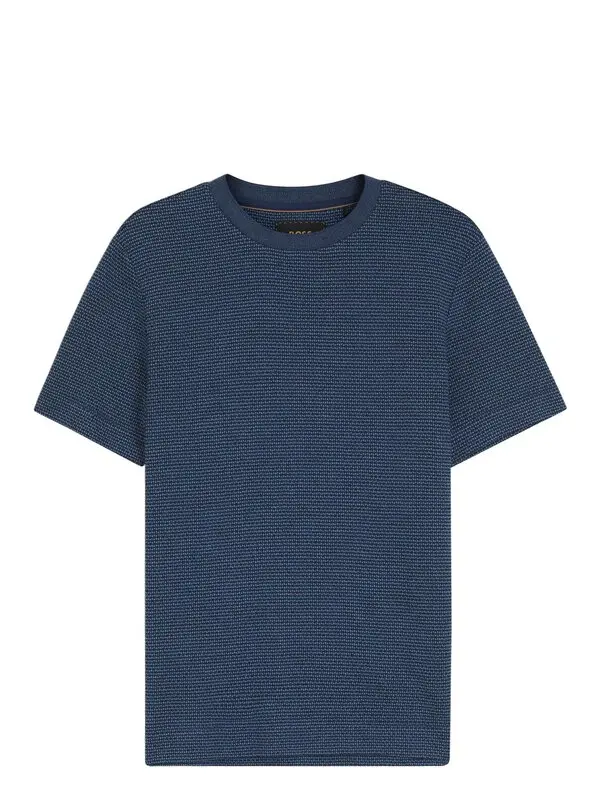 BOSS Mouliné T-shirt In Cotton - Light Blue